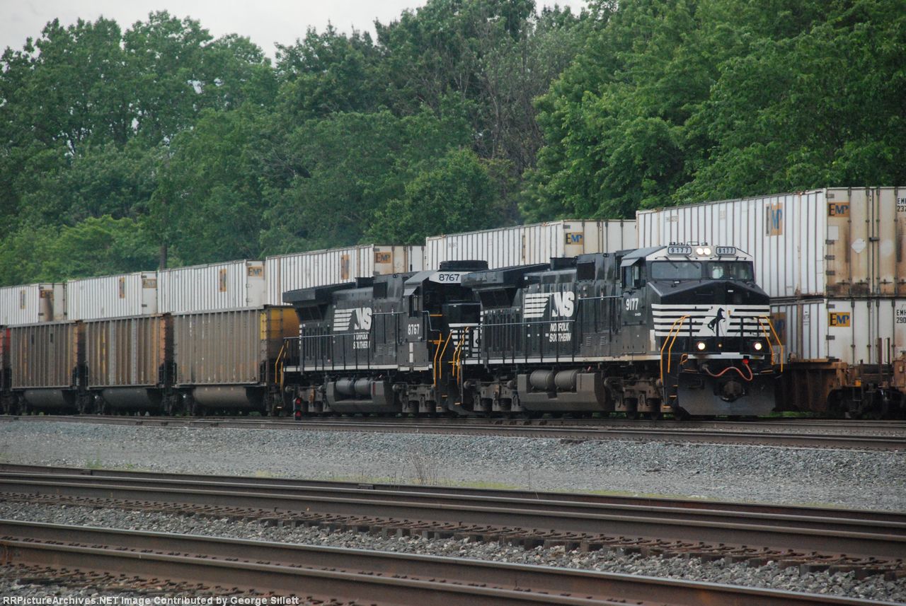 NS 9177 leads an eastbound coal.